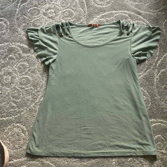 Belldini | Tops | Green Colored Cold Shoulder Top | Poshmark
